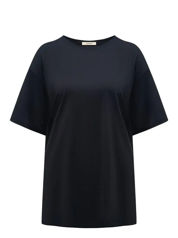 12 STOREEZ Round-neck Silk T-shirt - Black