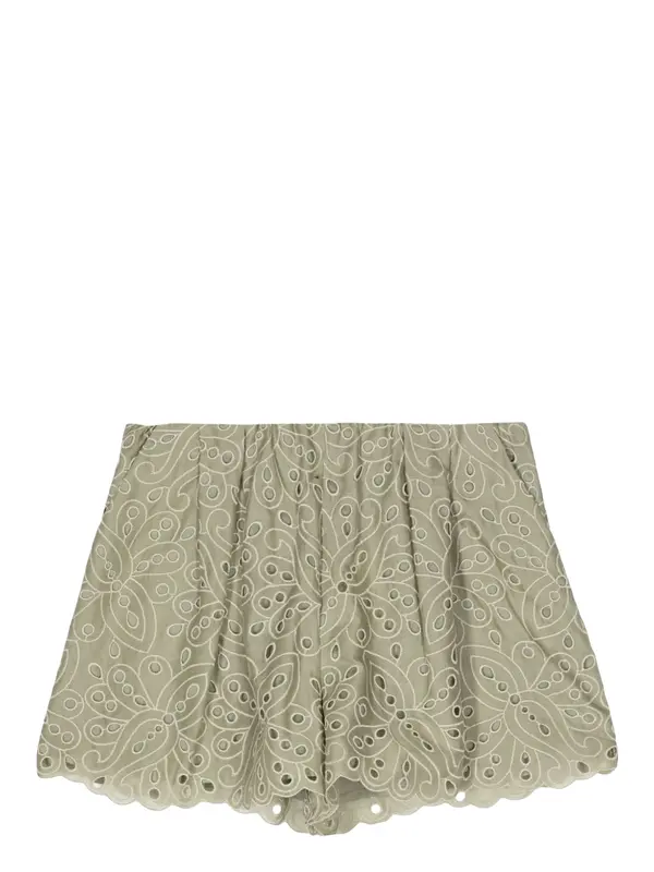 Dice Kayek Broderie Anglaise Cotton Shorts - Green