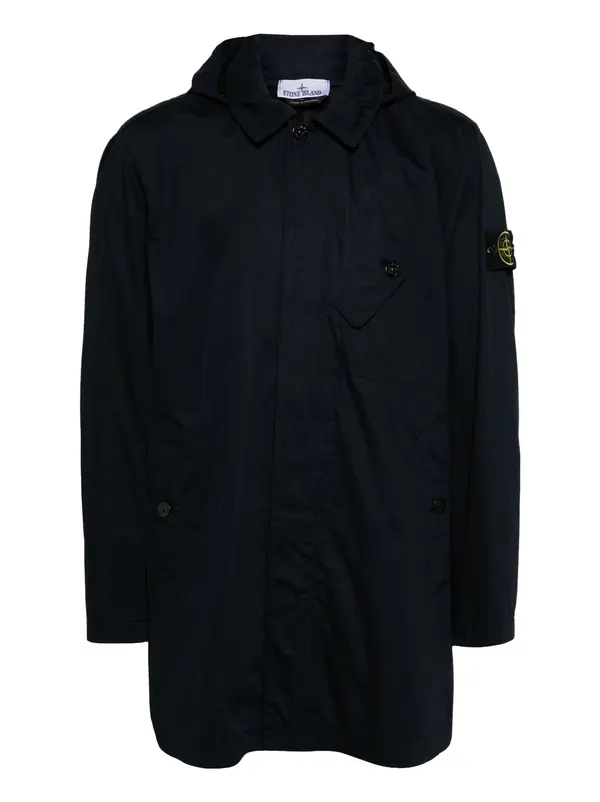 Stone Island Compass Badge Hooded Jacket - Blue