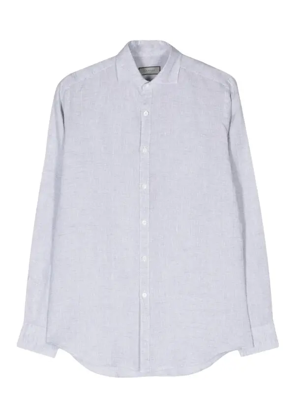 Canali Spread-collar Long-sleeve Shirt - Grey
