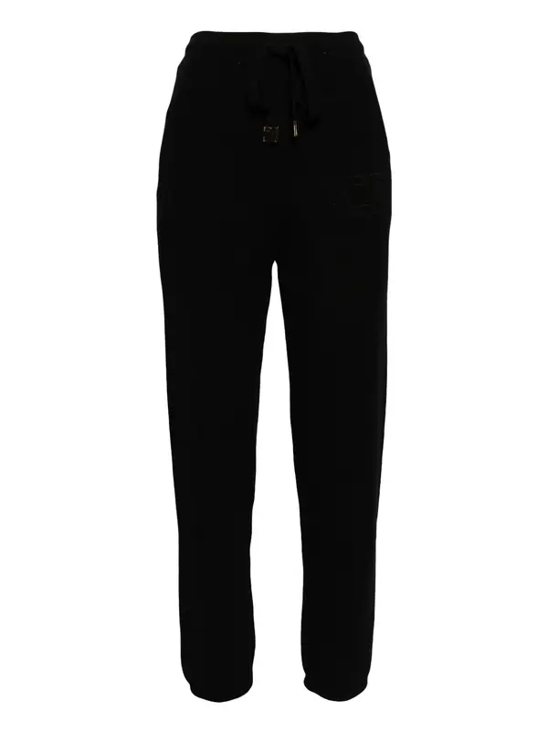 Elisabetta Franchi Bouclé-effect Cotton Track Pants - Black