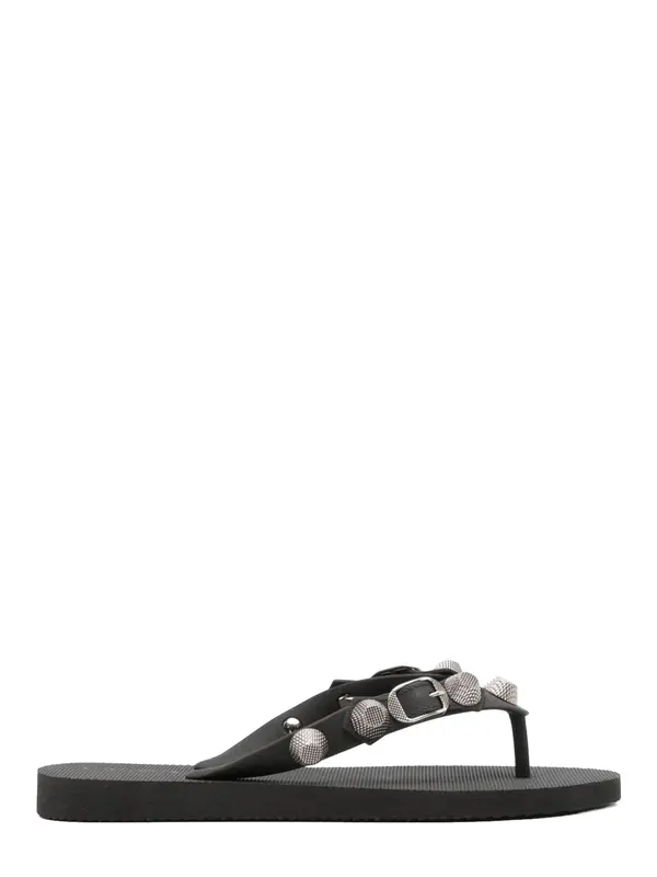 Balenciaga Cagole Studded Flip Flops - Black