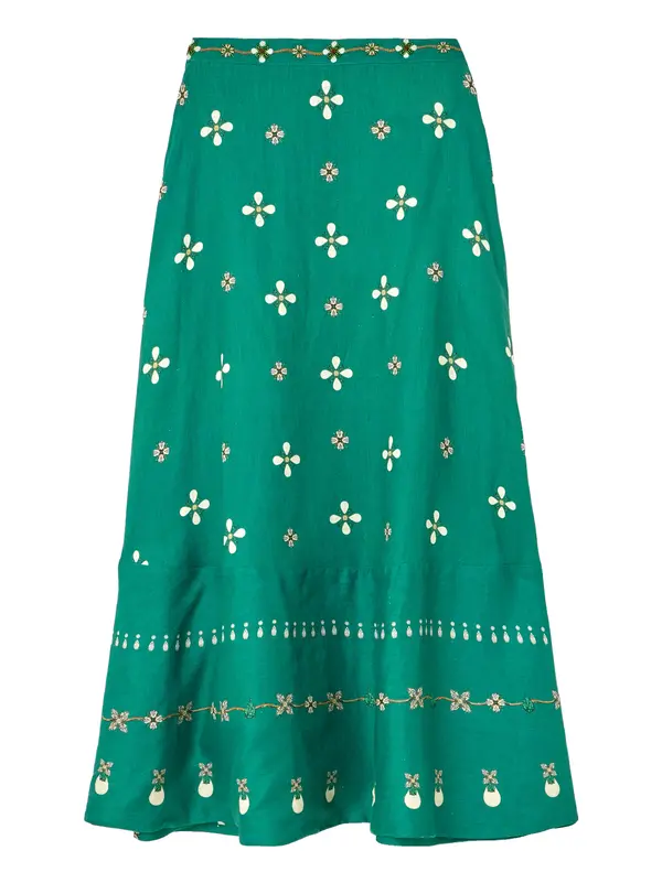 Agua Bendita Bel Mar Esmeralda Maxi Skirt - Green