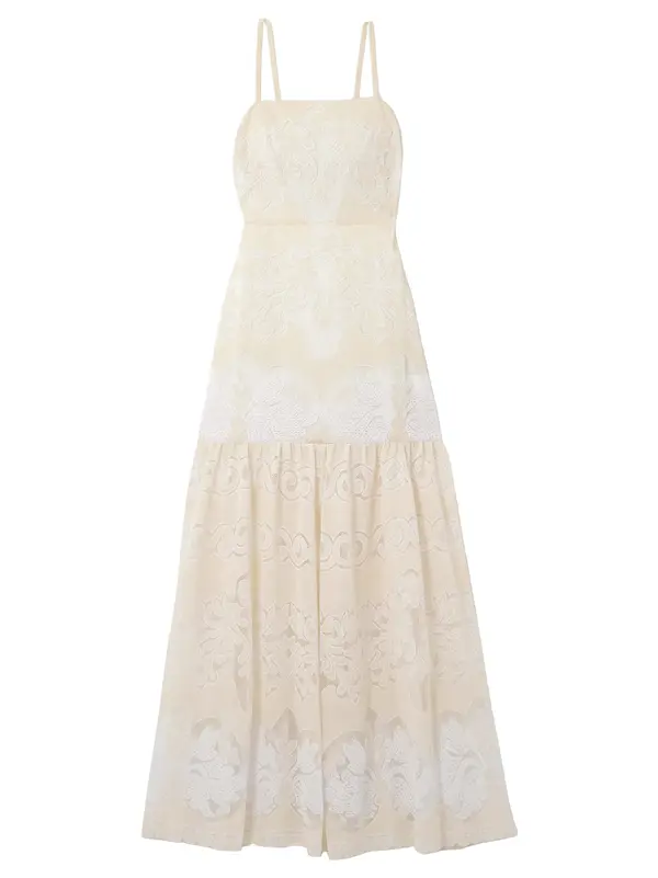 Borgo De Nor Cordelia Lace And Voile Maxi Dress - Ivory