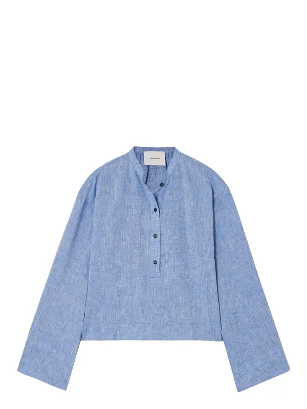 Bondi Born Leiden Organic Linen Shirt - Blue