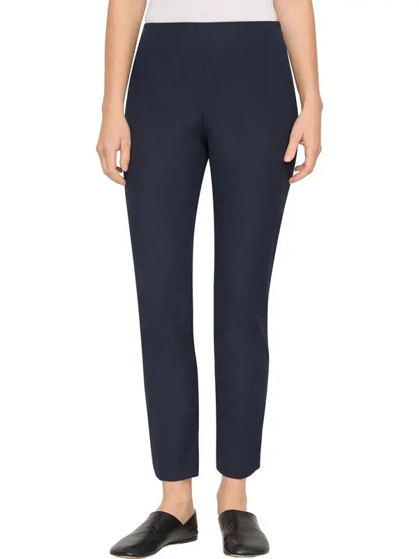 Lafayette 148 New York Cotton Stretch Twill High-rise Cropped Pants - Blue Ink