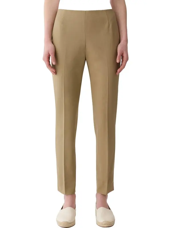 Lafayette 148 New York Cotton Stretch Twill High-rise Cropped Pants - Cadet Khaki