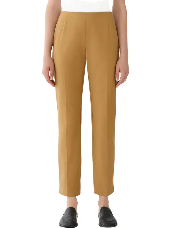 Lafayette 148 New York Cotton Stretch Twill High-rise Cropped Pants - Wheat