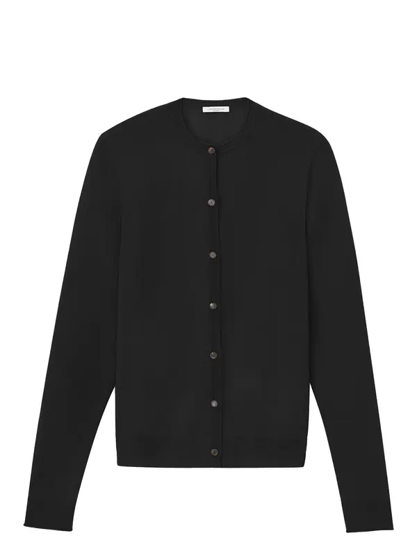 Lafayette 148 New York Fine Cashmere Crewneck Cardigan - Black