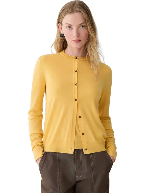Lafayette 148 New York Fine Cashmere Crewneck Cardigan - Daisy