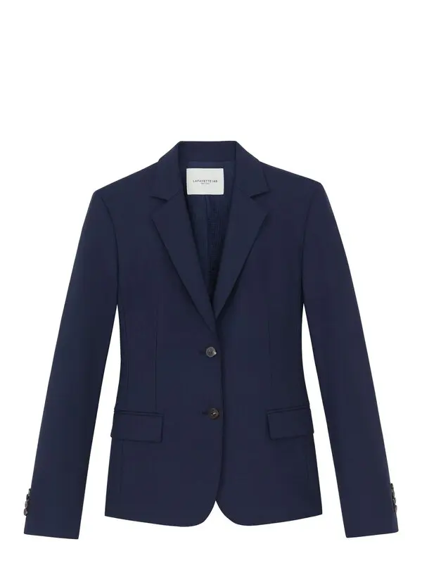 Lafayette 148 New York Stretch Wool Two Button Blazer - Blue Ink