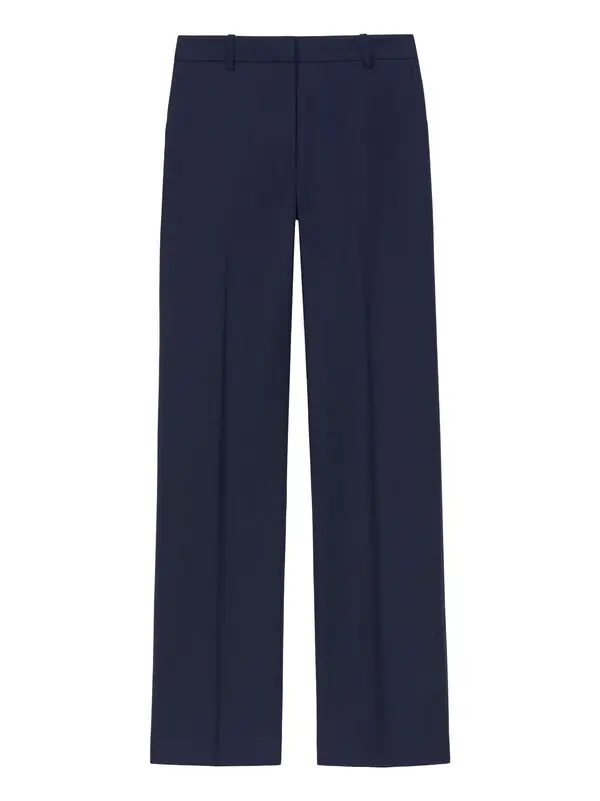 Lafayette 148 New York Wool Stretch High-rise Straight-leg Pants - Blue Ink