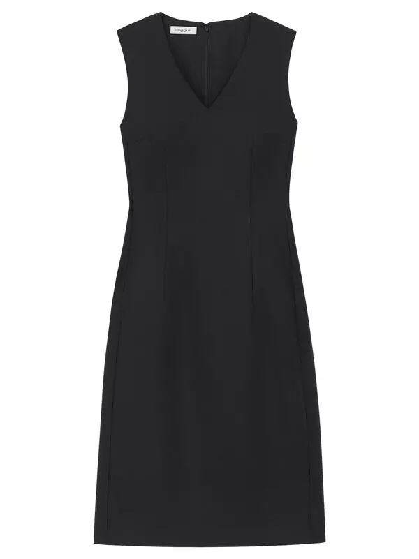 Lafayette 148 New York Responsible Stretch Wool V-neck Sheath Dress - Black