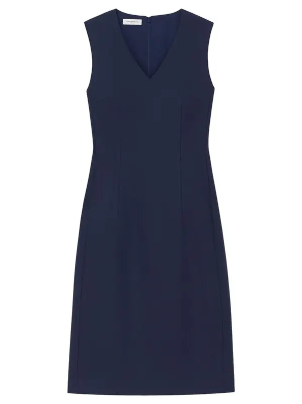 Lafayette 148 New York Responsible Stretch Wool V-neck Sheath Dress - Blue Ink