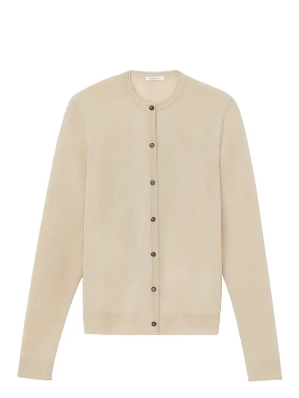 Lafayette 148 New York Petite Fine Cashmere Cardigan Sweater - Plaster