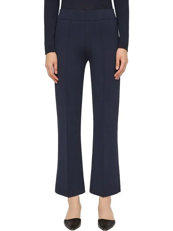 Lafayette 148 New York Crepe Knit Flared Ankle Pants - Blue Ink