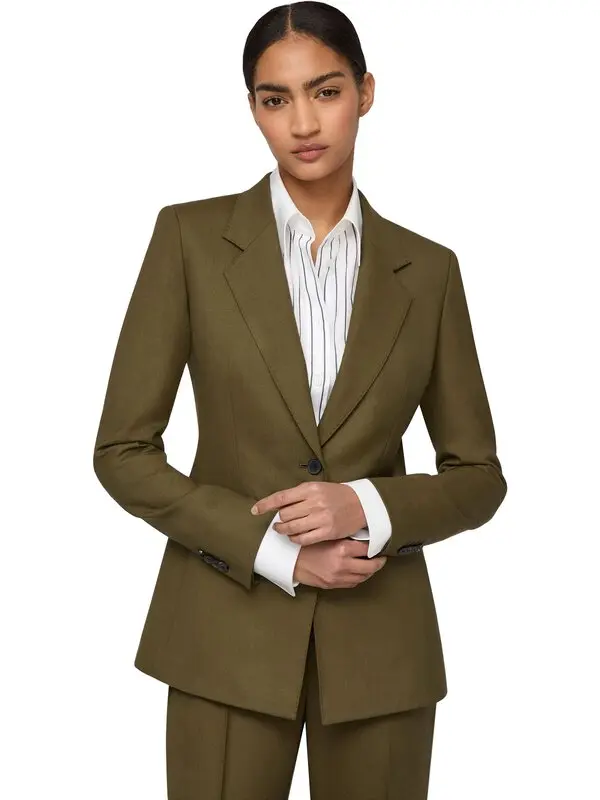 Lafayette 148 New York Wool Stretch Slim-fit Blazer - Forage Green