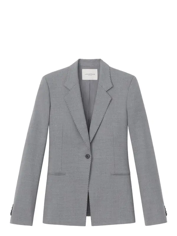Lafayette 148 New York Wool Stretch Slim-fit Blazer - Nickel Melange
