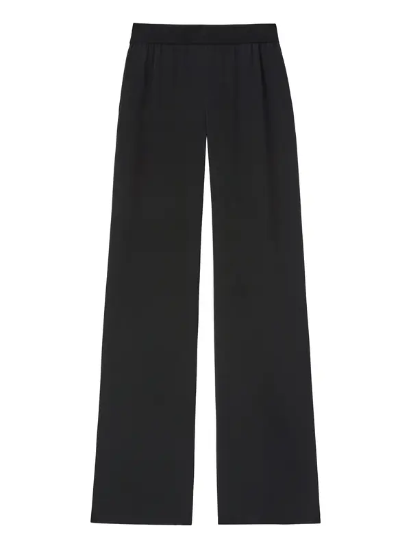 Lafayette 148 New York Organic Silk Knit Waist Wide Leg Pants - Black