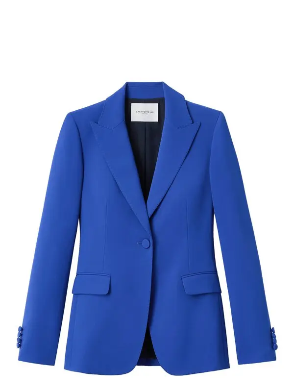Lafayette 148 New York Finesse Crepe Peak Lapel Blazer - Galaxy Blue