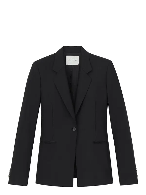 Lafayette 148 New York Wool Stretch Slim Fit Single Button Blazer - Black