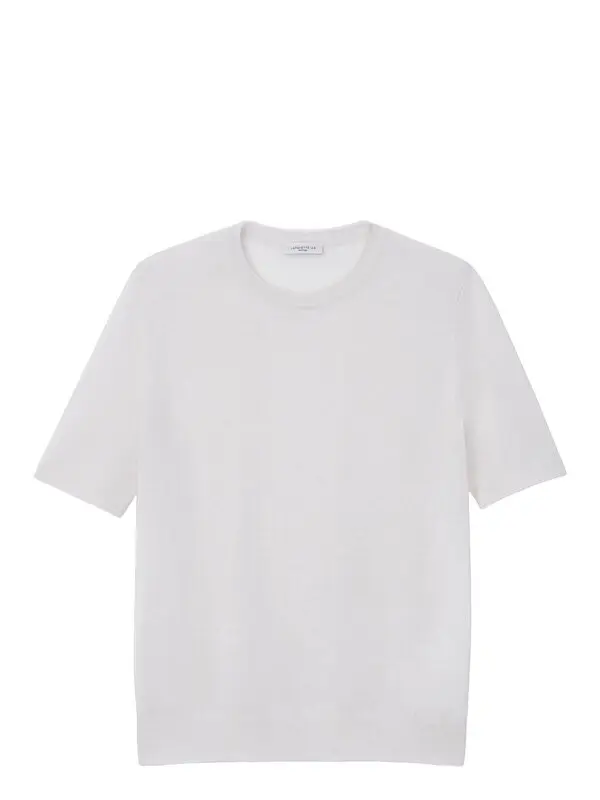Lafayette 148 New York Fine Cashmere Short Sleeve Crewneck Sweater - Cloud