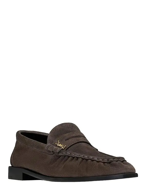 Saint Laurent Le Loafer Penny Slippers - Dark Chocolate Suede