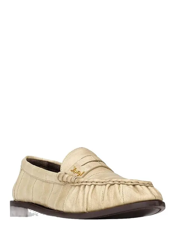 Saint Laurent Le Loafer Penny Slippers - Ivory Eel