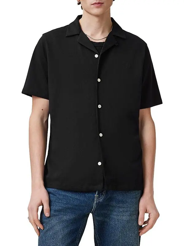 ALLSAINTS Hudson Short Sleeve Button Down Shirt - Black
