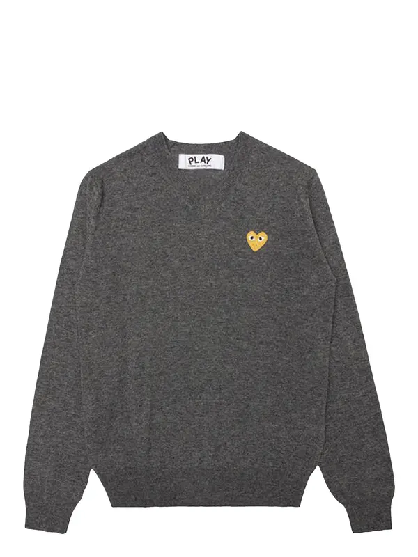 Play Comme Des Garcon Gold Heart Sweater - Grey