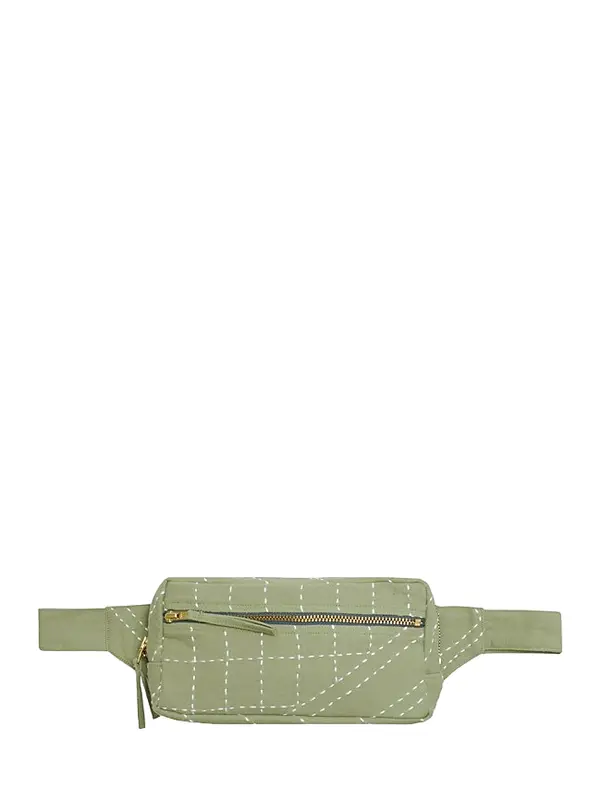 ANCHAL Kantha Crossbody Belt Bag - Sage