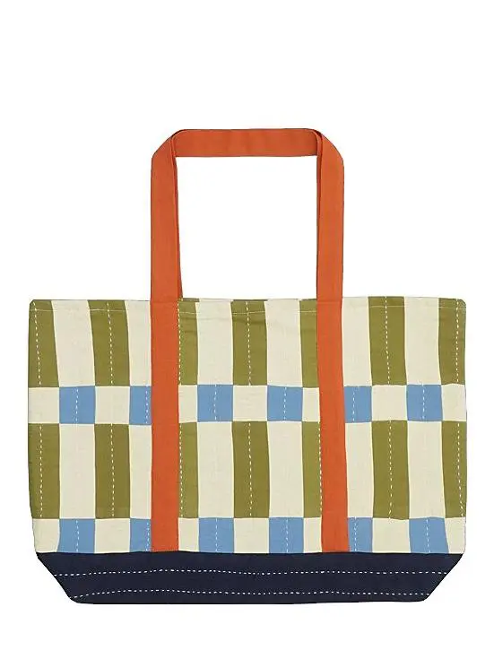 ANCHAL Checkered Tote - Navy