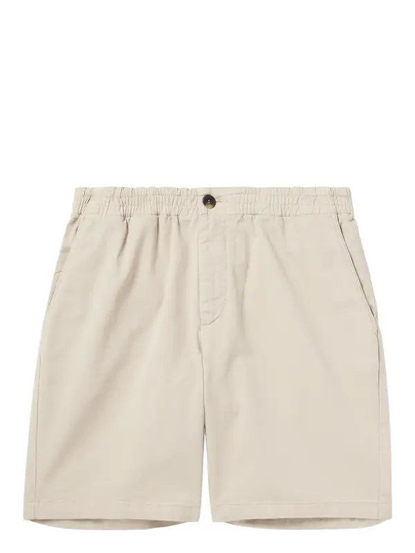 Mr P. Straight-leg Garment-dyed Organic Cotton-blend Twill Shorts - Neutrals