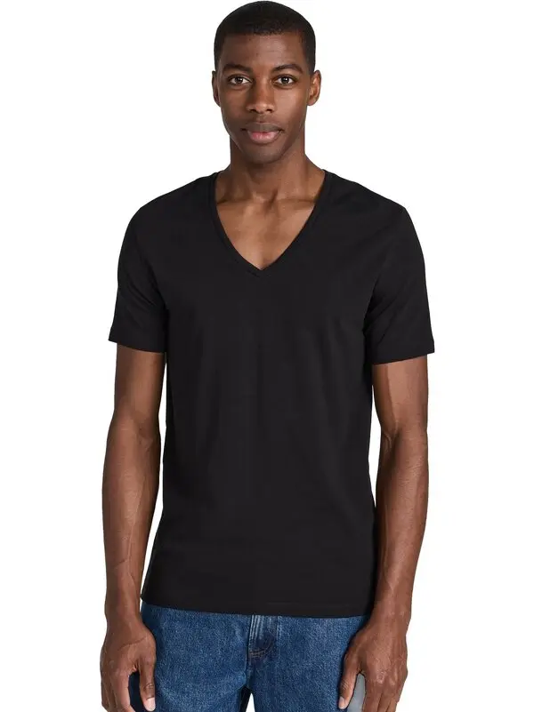 Falke Cotton V Neck Tee 2 Pack - Black