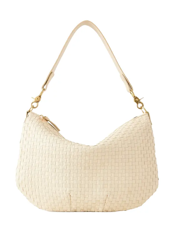 Clare V. Moyen Messenger Bag - Cream Woven Checker