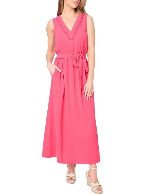GIBSONLOOK Bella Tie Waist Maxi Dress - Punch Pink