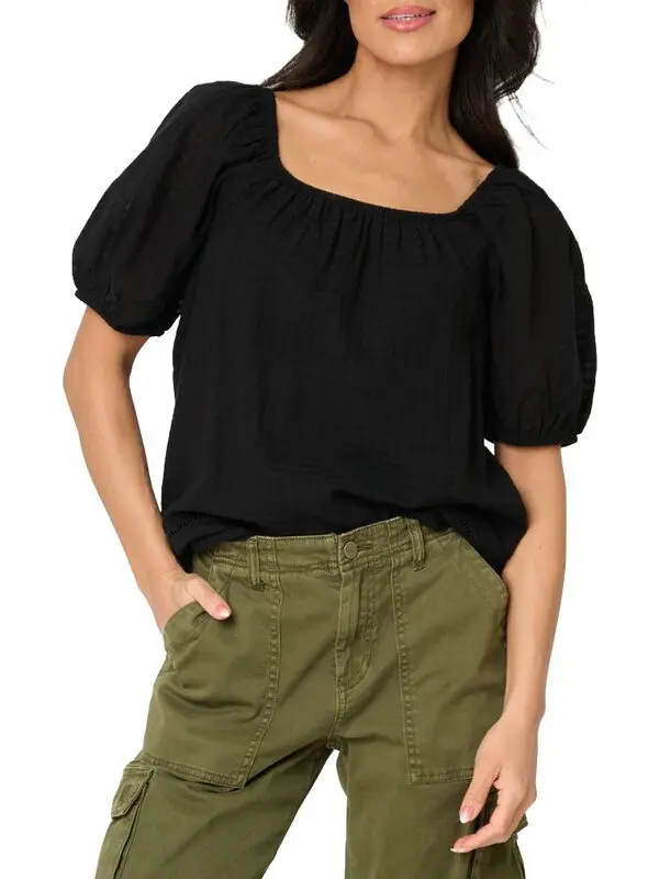 GIBSONLOOK Convertible Neck Gauze Top - Black