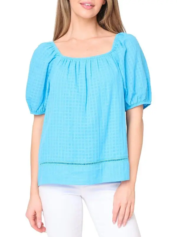 GIBSONLOOK Convertible Neck Gauze Top - Cornflower Blue