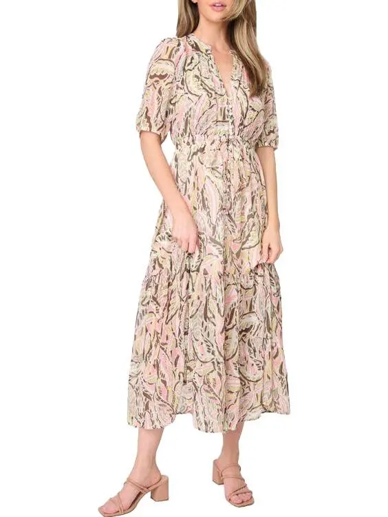 GIBSONLOOK Kira Drawstring Maxi Dress - Abstract Garden Floral