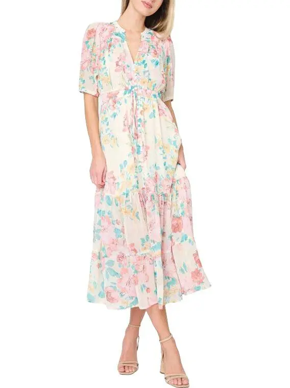 GIBSONLOOK Kira Drawstring Maxi Dress - Sunday Bouquet Floral