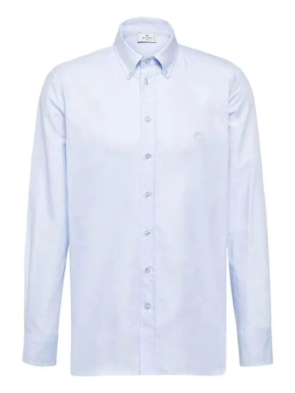 Etro Logo Cotton Oxford Shirt - Blue