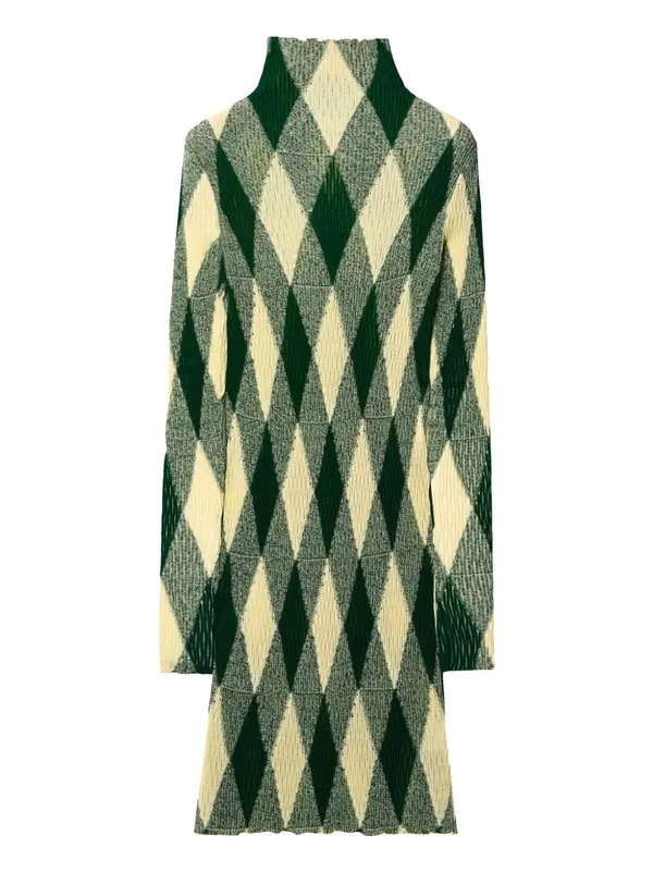 Burberry Argyle Ribbed-knit Dress - Green