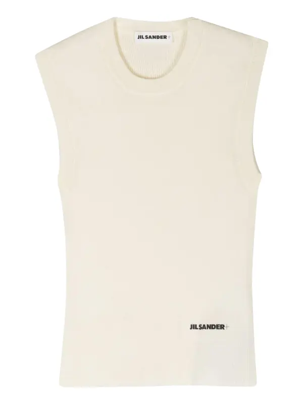 JIL SANDER Ribbed Crop Top - Neutrals