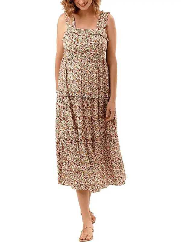 NOM MATERNITY Emma Tiered Dress - Warm Floral