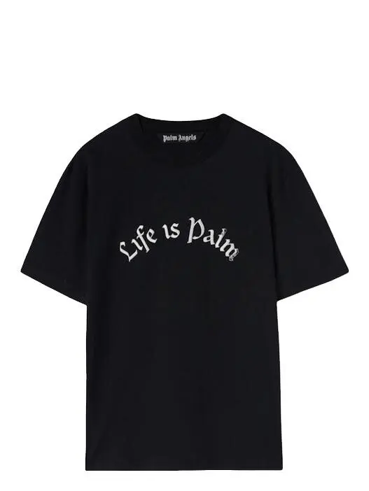 Palm Angels Life Is Palm Fitted T-shirt - Black/white