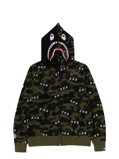 BAPE X God Selection Xxx Shark Full Zip Hoodie - Green