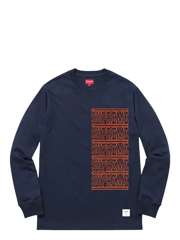 Supreme Stacked Long Sleeve Top - Navy Blue