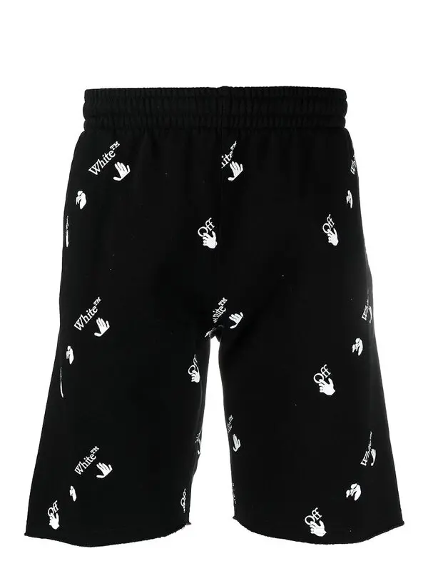 Off-White Logo Print Shorts - Black White