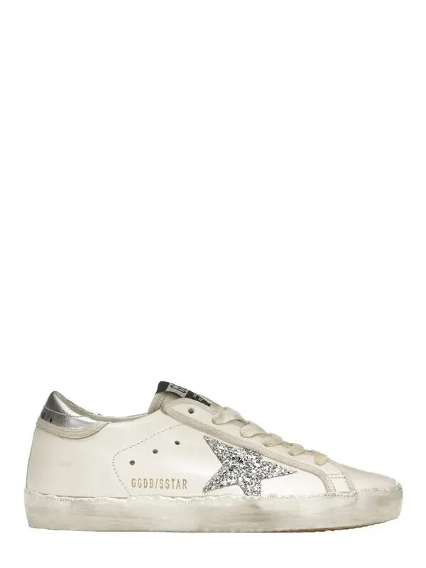 GOLDEN GOOSE Super-star Glitter Sneakers - White/silver