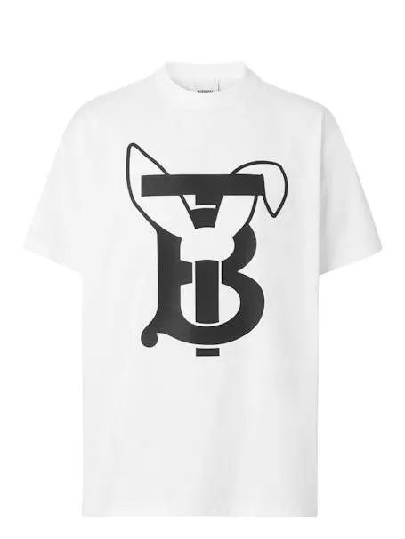 Burberry Rabbit Logoprint Cotton T-shirt - White/black